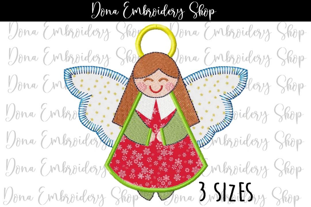 Christmas Angel Applique - Machine Embroidery Design, Embroidery ...