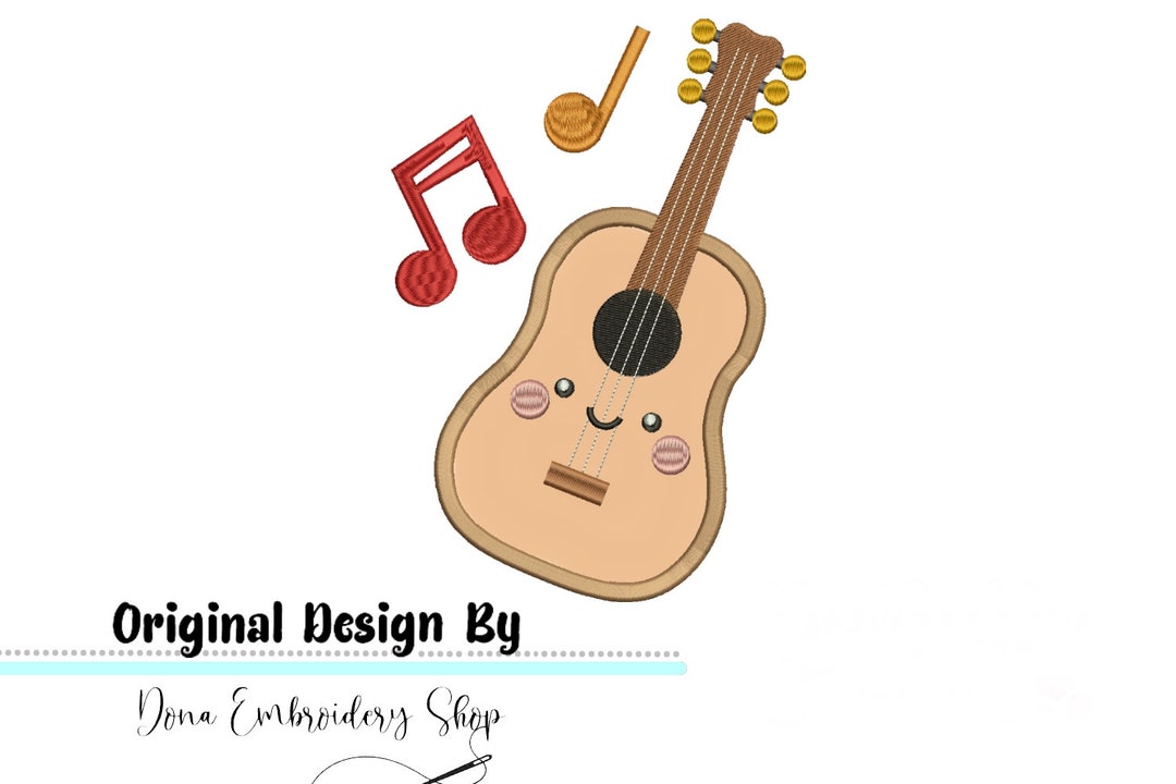 Cute Guitar -applique Machine Embroidery Design, Embroidery Patterns ...