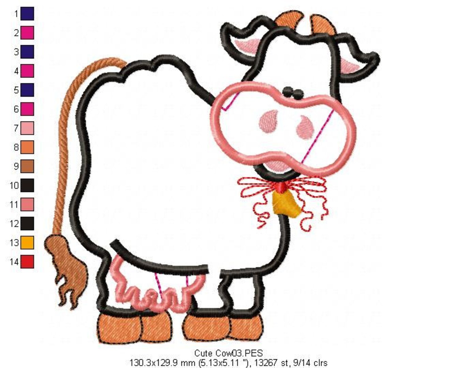 Cute Cow Applique Machine Embroidery Design Embroidery | Etsy