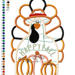 Happy Fall Turkey Ornament ITH Machine Embroidery Design, Embroidery ...