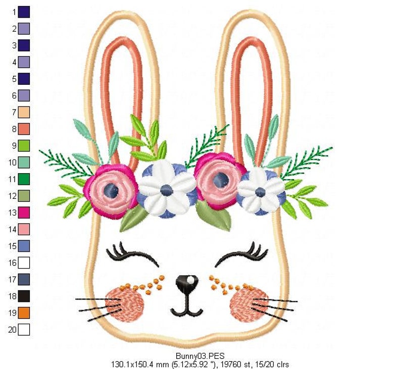 Easter Bunny Applique Machine Embroidery Design Embroidery - Etsy