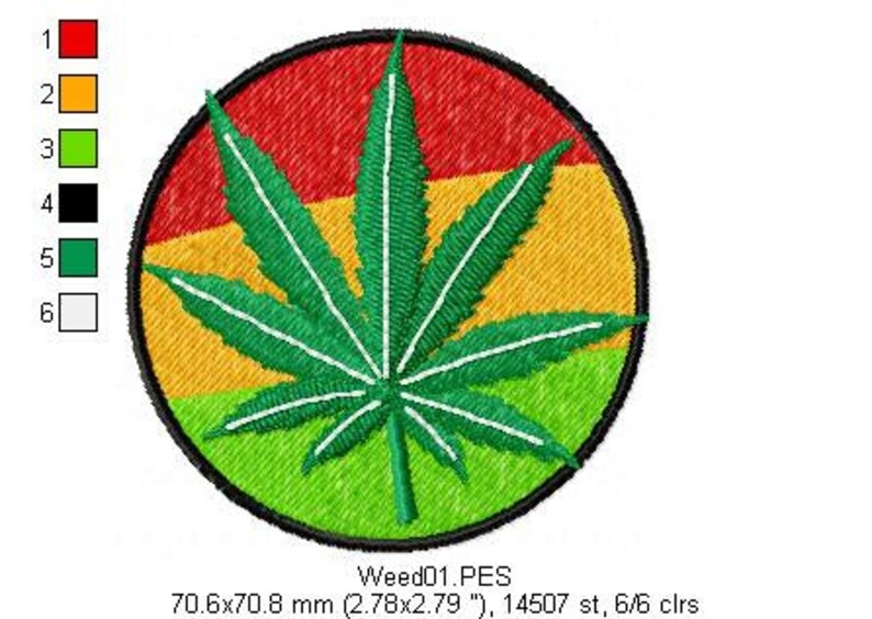 Cannabis Leaf Satin Stitch Design - Machine Embroidery Design ...