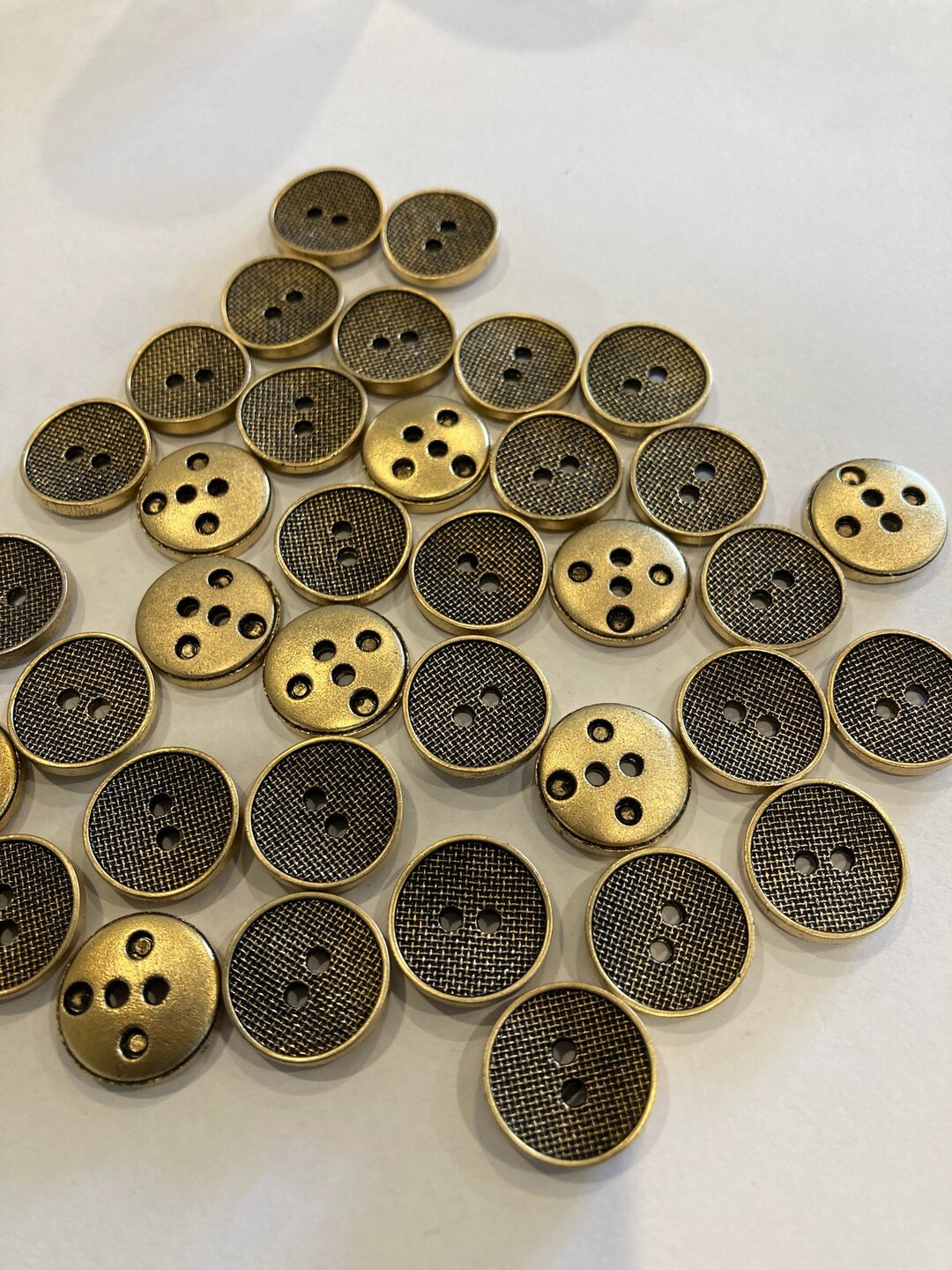 Vintage Gold and Bronze Colour Buttons. Butterick Vogue Pattern. 15mm X ...