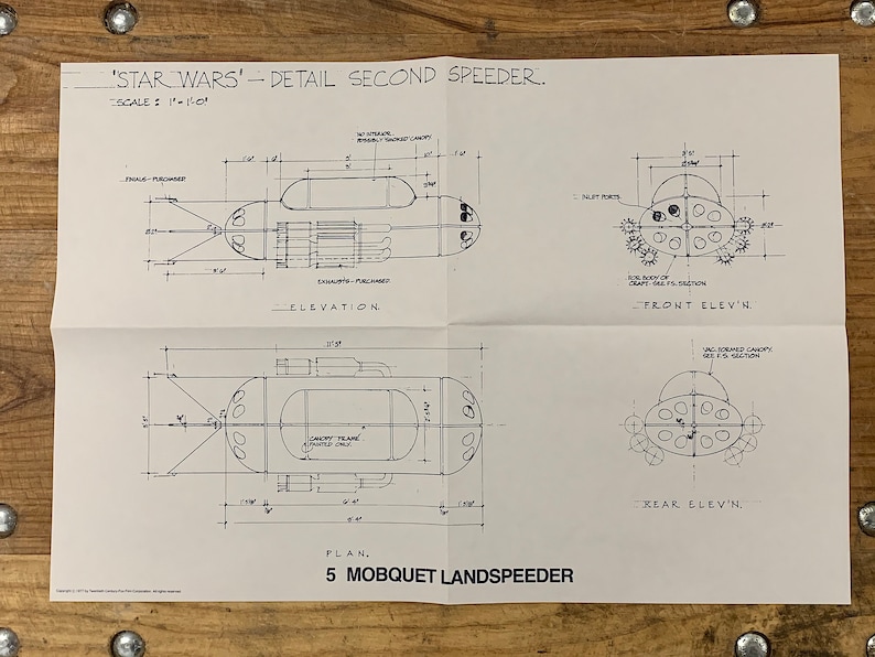 1977 Star Wars Original Complete Set of 15 Blueprints MINT Blue Prints ...