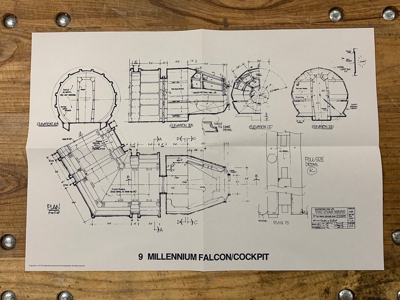 1977 Star Wars Original Complete Set of 15 Blueprints MINT Blue Prints ...