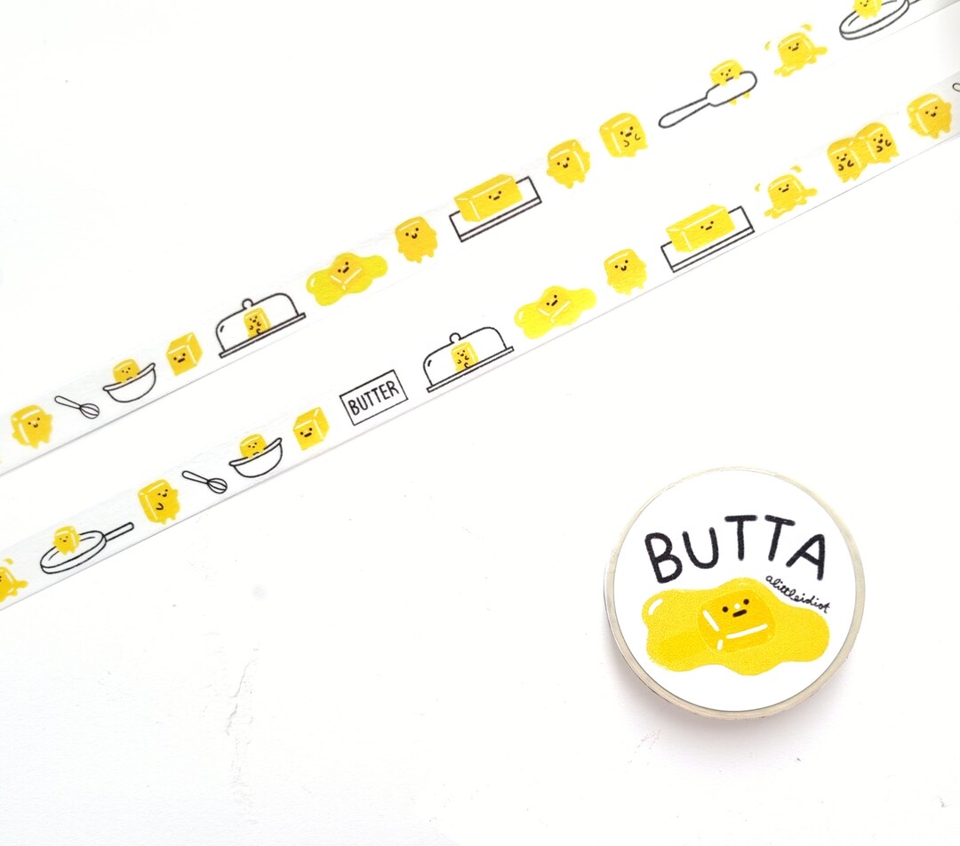 Butta the Butter Washi Tape, Butter Cube, Cute Breakfast Washi Tape ...
