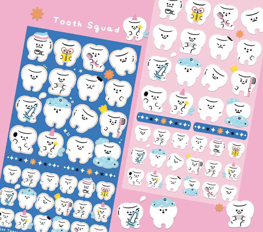 Cute Dentist Tooth Sticker Sheet | Tooth Fairy Sticker | Dental School ...