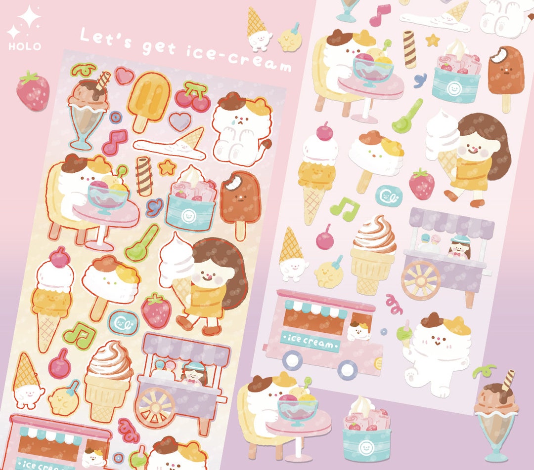 Ice Cream Glitter Sticker Sheet Ice Cream Truck Ice Cream Lover Ice ...