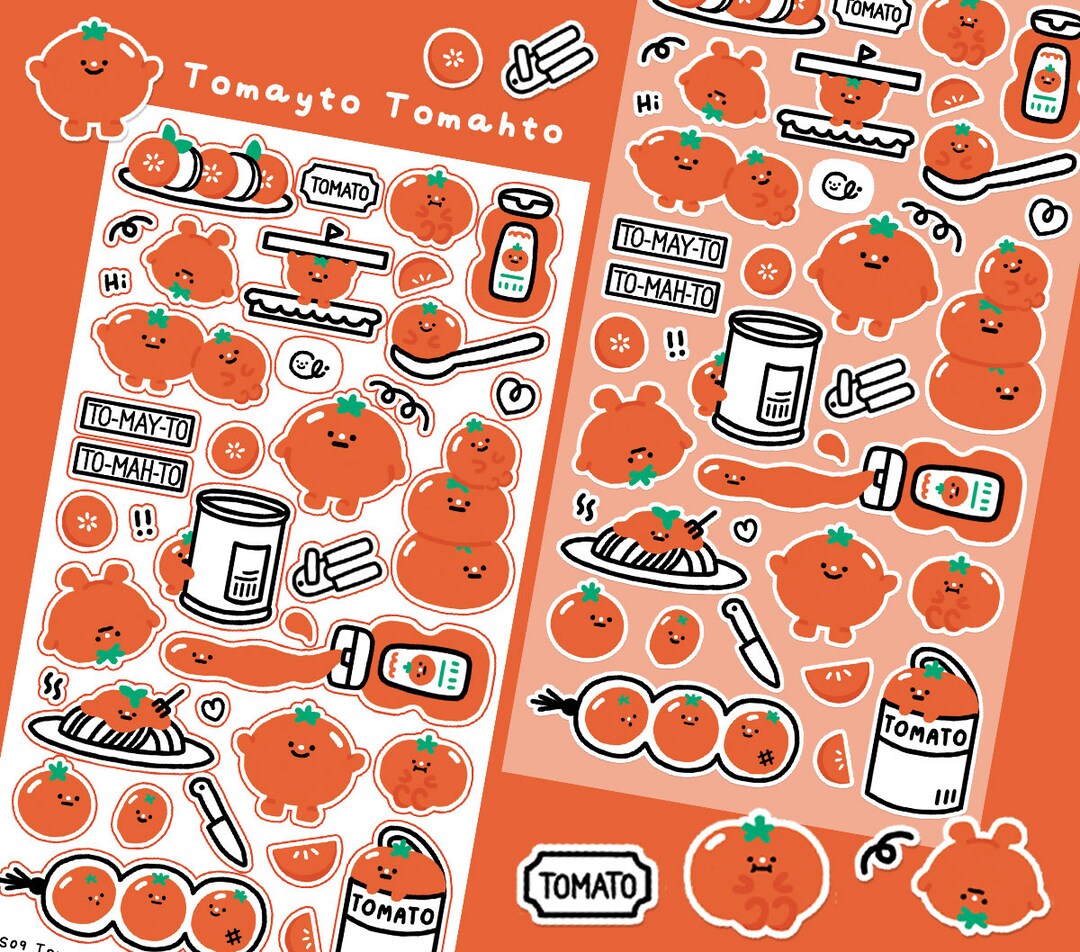 Tomato Sticker Sheet Tomayto Tomahto Cute Food Sticker Tomato Lover ...