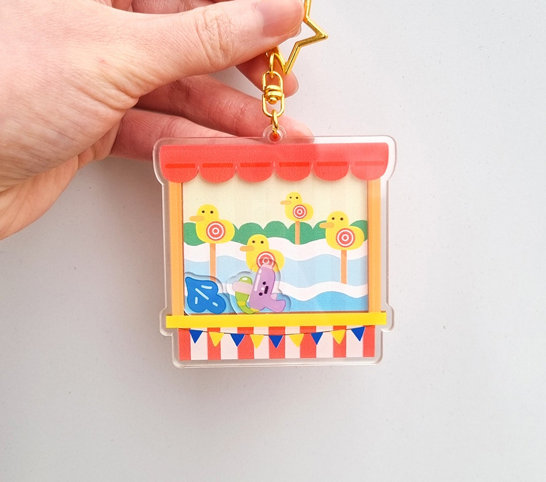 Duck Shooting Booth Shaker Keychain Cute Acrylic Keychain Arcade Shaker ...