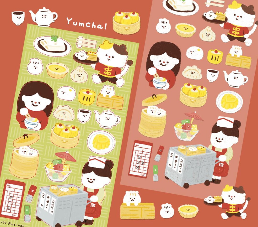 Yumcha Dim Sum Sticker Sheet: Hong Kong Style Food, Water-resistant - Etsy