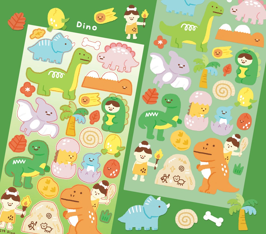Cute Dinosaur Sticker Sheet, Kawaii Laptop Case Sticker, Dinosaur ...