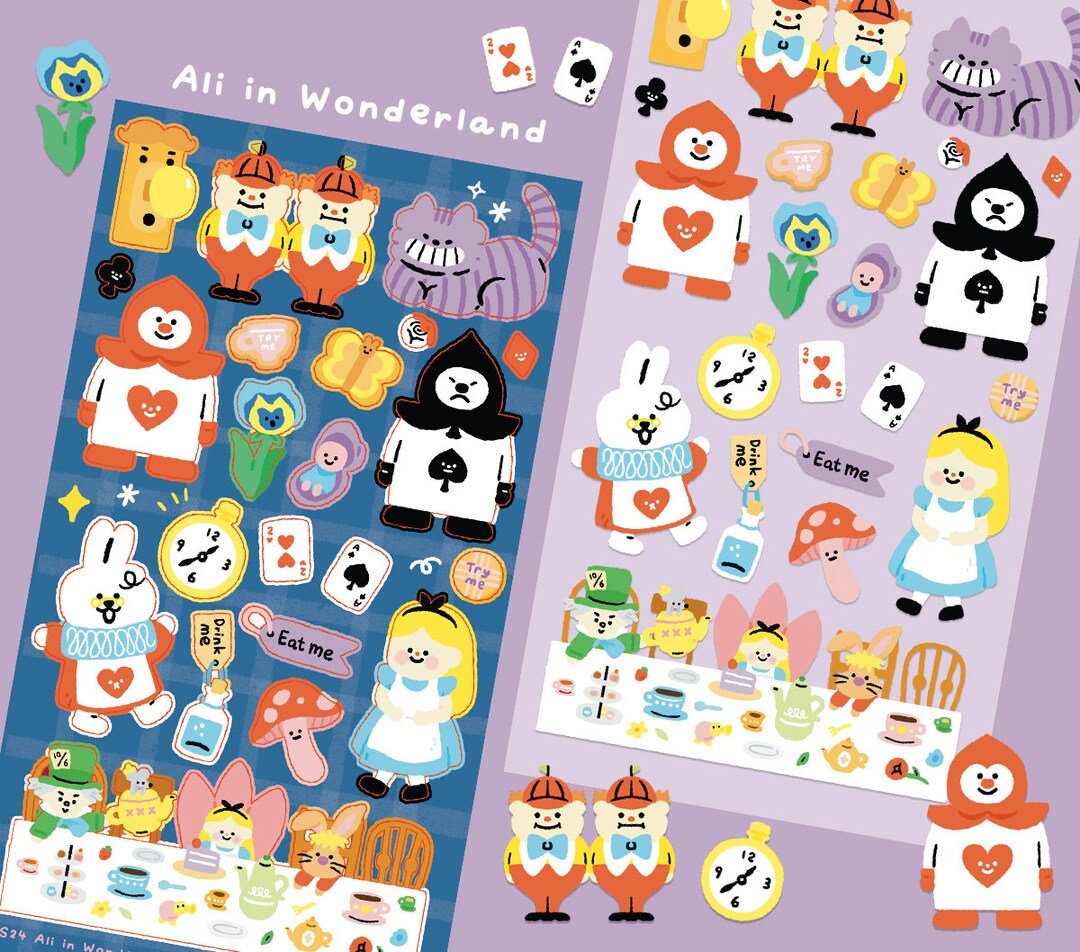 Alice in Wonderland Sticker Sheet Fairytale Sticker Sheet Cute ...