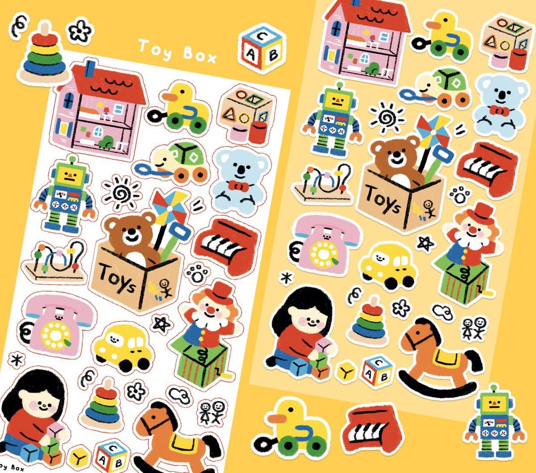 Toy Box Sticker Sheet: Kids Toys Sticker Matte Vinyl - Etsy