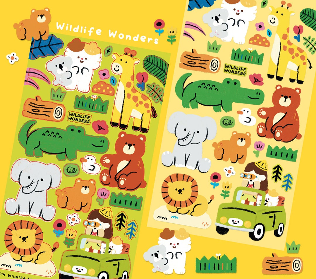 Wildlife Wonders Sticker Sheet Animal Sticker Zoo Sticker Sheet Animal ...