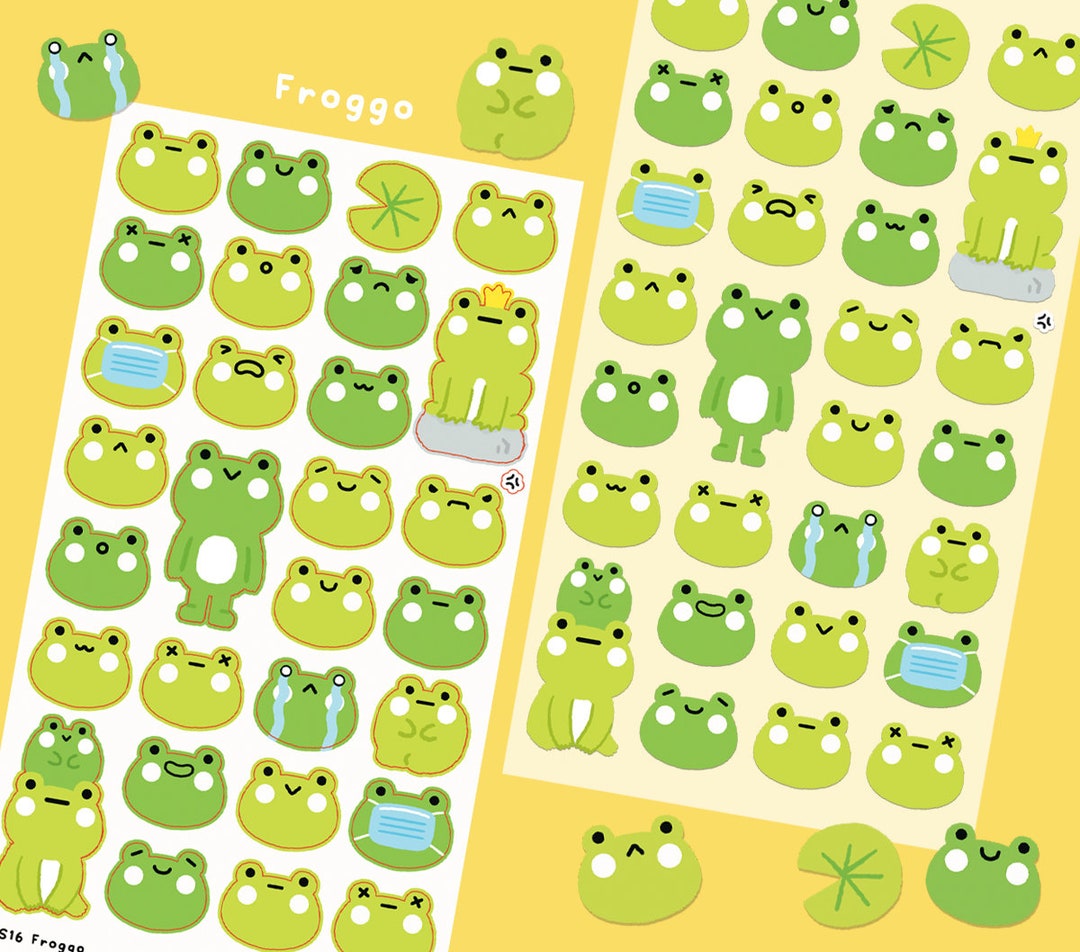 Cute Frogs Froggy Emoji Sticker Sheet Bullet Journals Diary Scrapbook ...