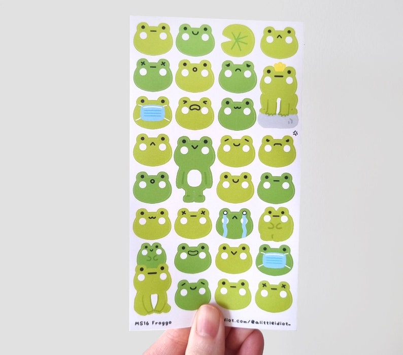 Cute Frogs Froggy Emoji Sticker Sheet Bullet Journals Diary - Etsy