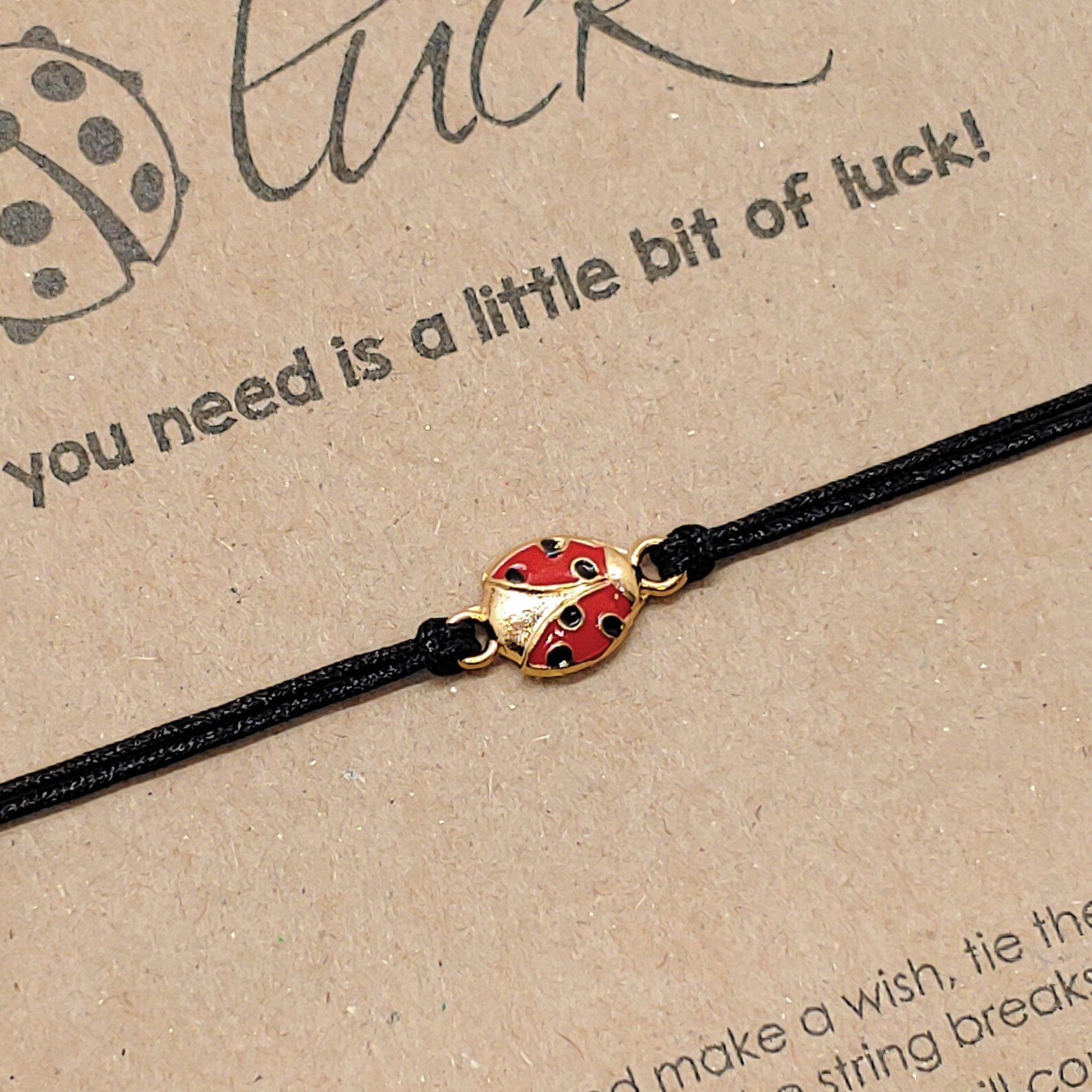 Ladybug Bracelet Good Luck Bracelet Good Luck Quote Card Wish | Etsy