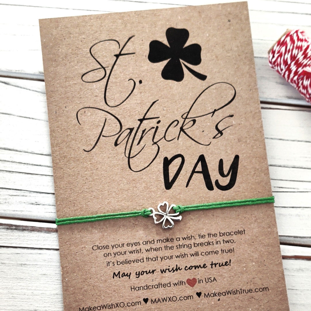 St Patricks Day Gift Four Leaf Clover Bracelet Shamrock Bracelet for ...