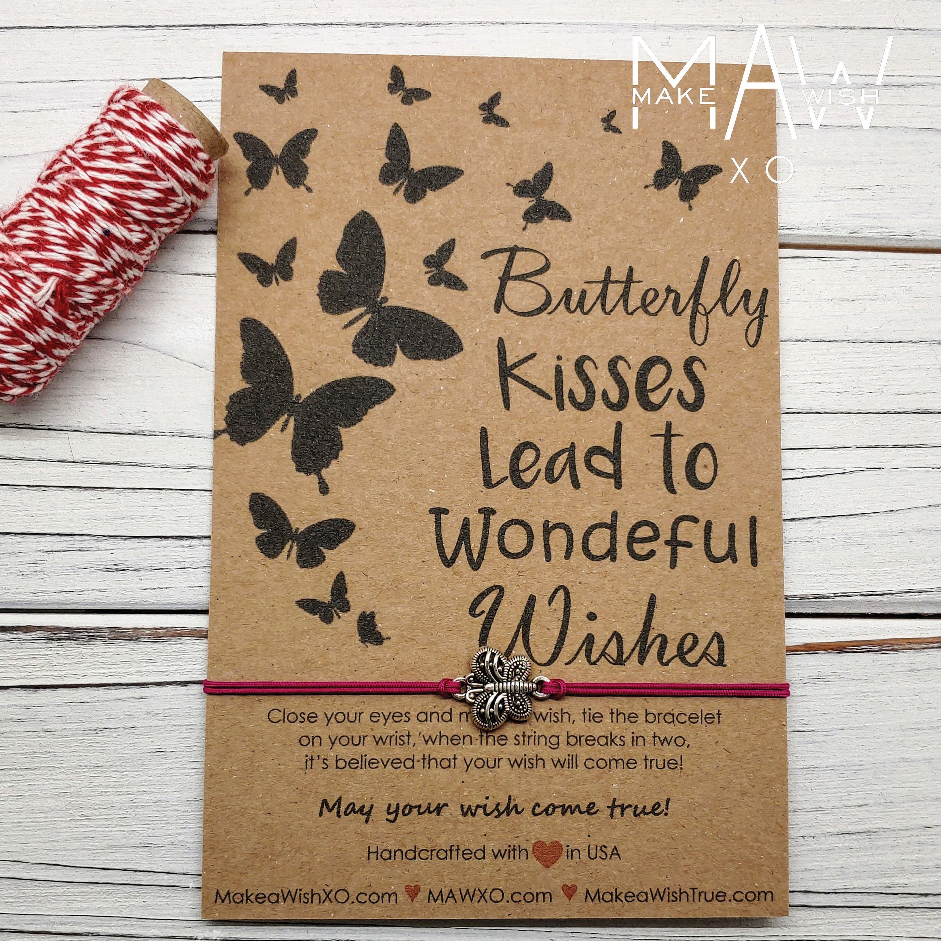 Butterfly Friendship Bracelet Gift Best Wishes Bracelet Tie Bracelet ...