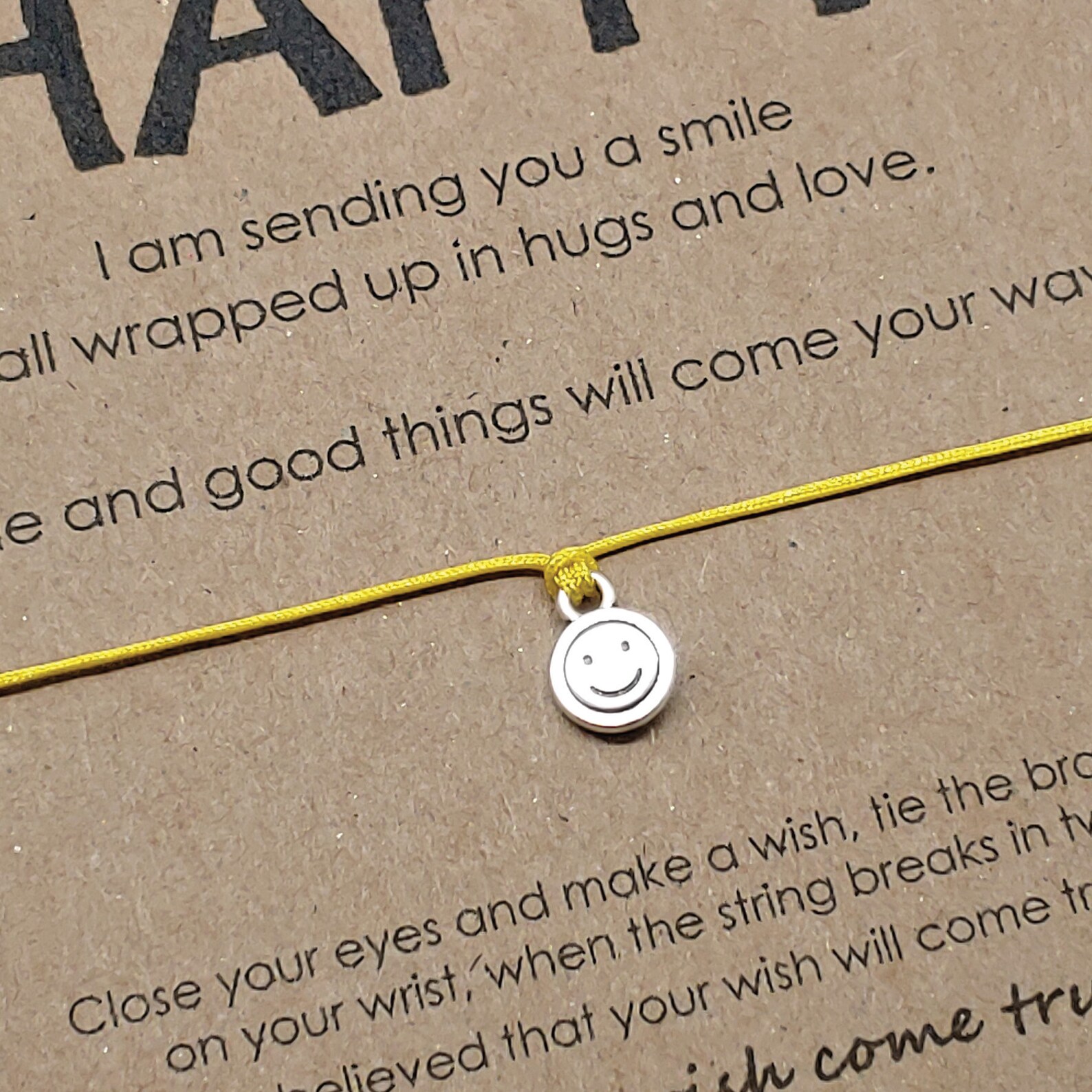 Be Happy Card Friendship Bracelet Smiley Face Bracelet Encouragement ...