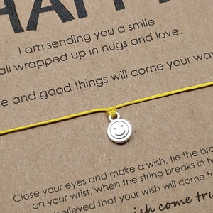 Be Happy Card Friendship Bracelet Smiley Face Bracelet Encouragement ...
