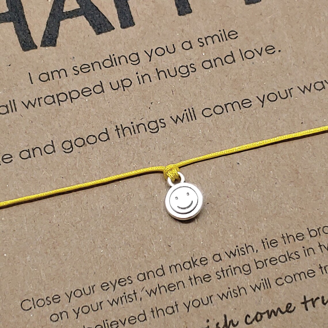 Smiley Face Bracelet Friendship Bracelet Be Happy Card - Etsy