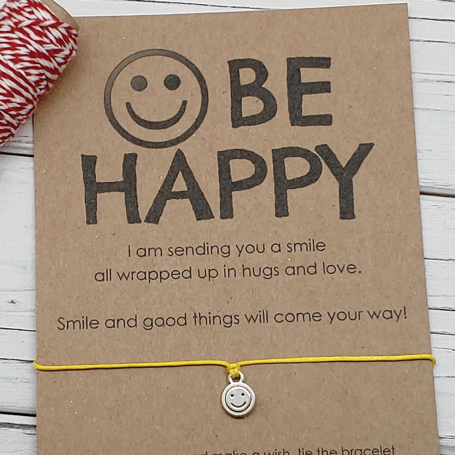 Smiley Face Bracelet Friendship Bracelet Be Happy Card Encouragement ...