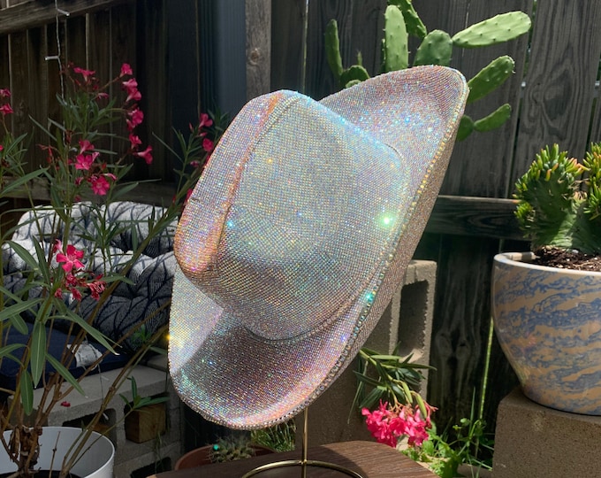 White & Crystal Rhinestone Hat - Etsy