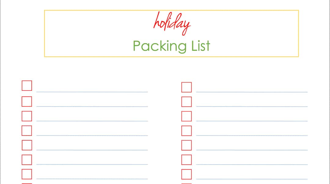 Holiday Packing List Template | Holiday Organization Binder - Etsy