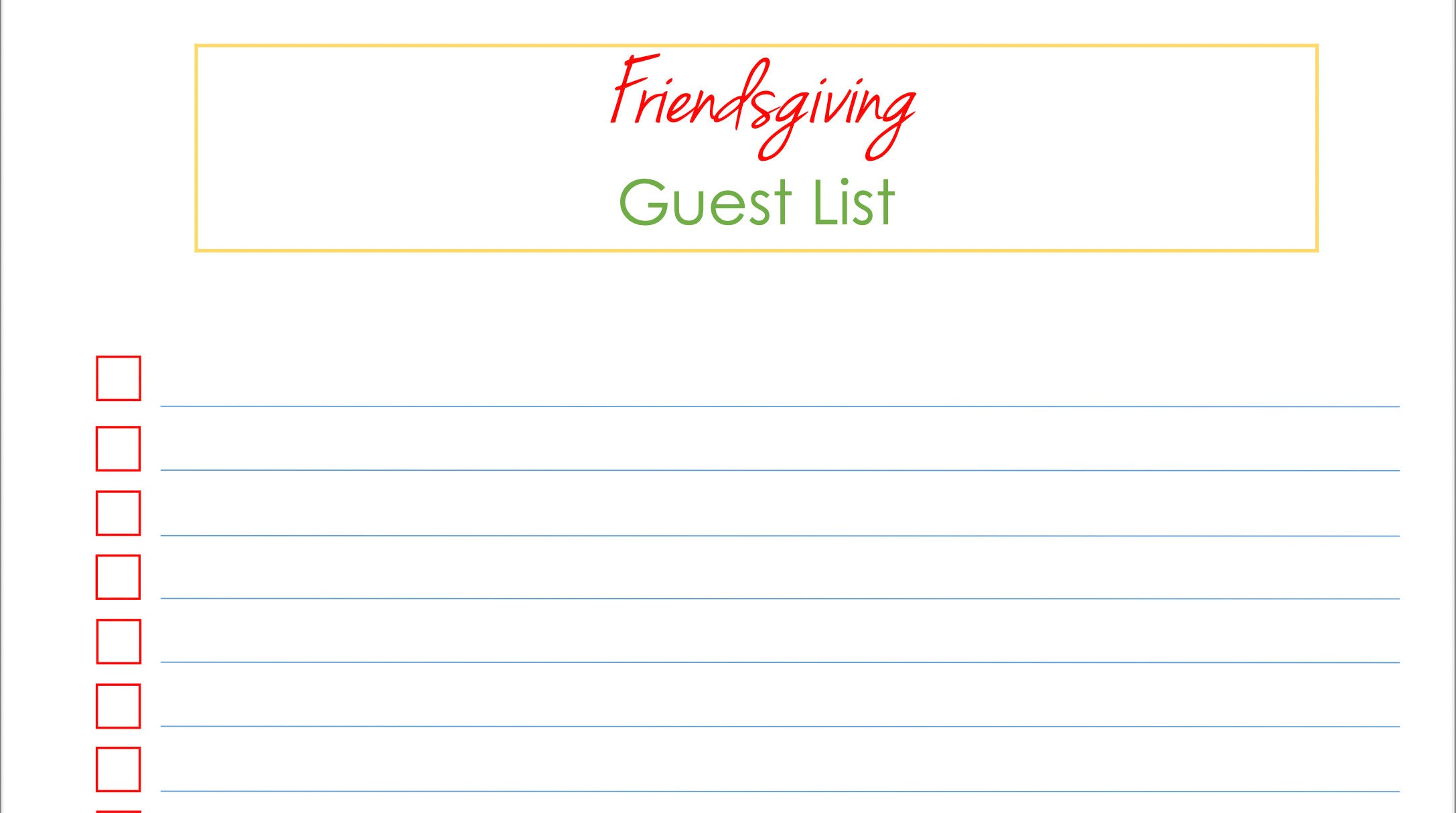 Friendsgiving Guest List Template | Holiday Organization Binder - Etsy