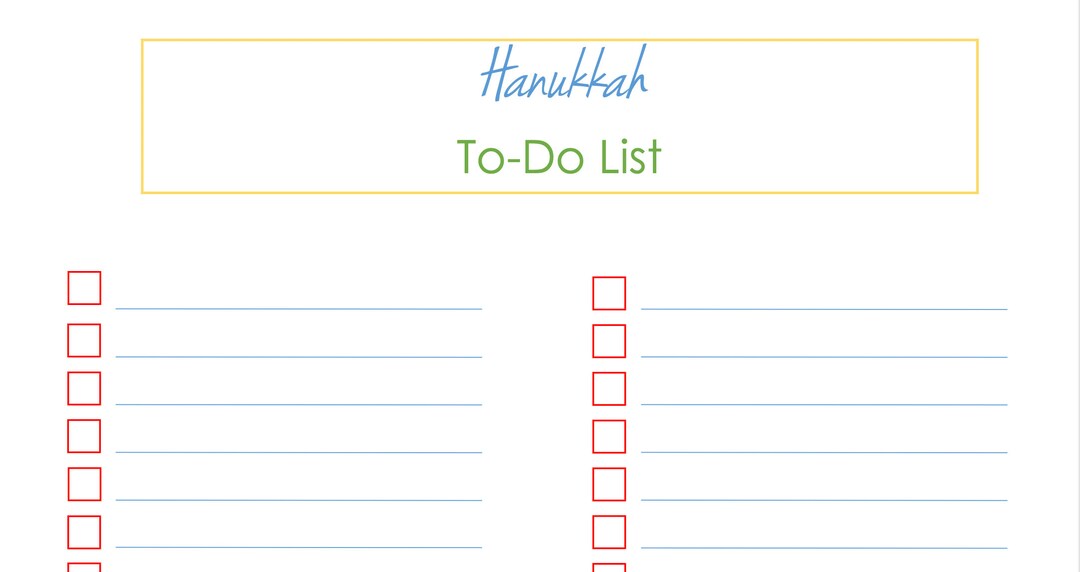 Hanukkah To-do List Template | Holiday Organization Binder - Etsy