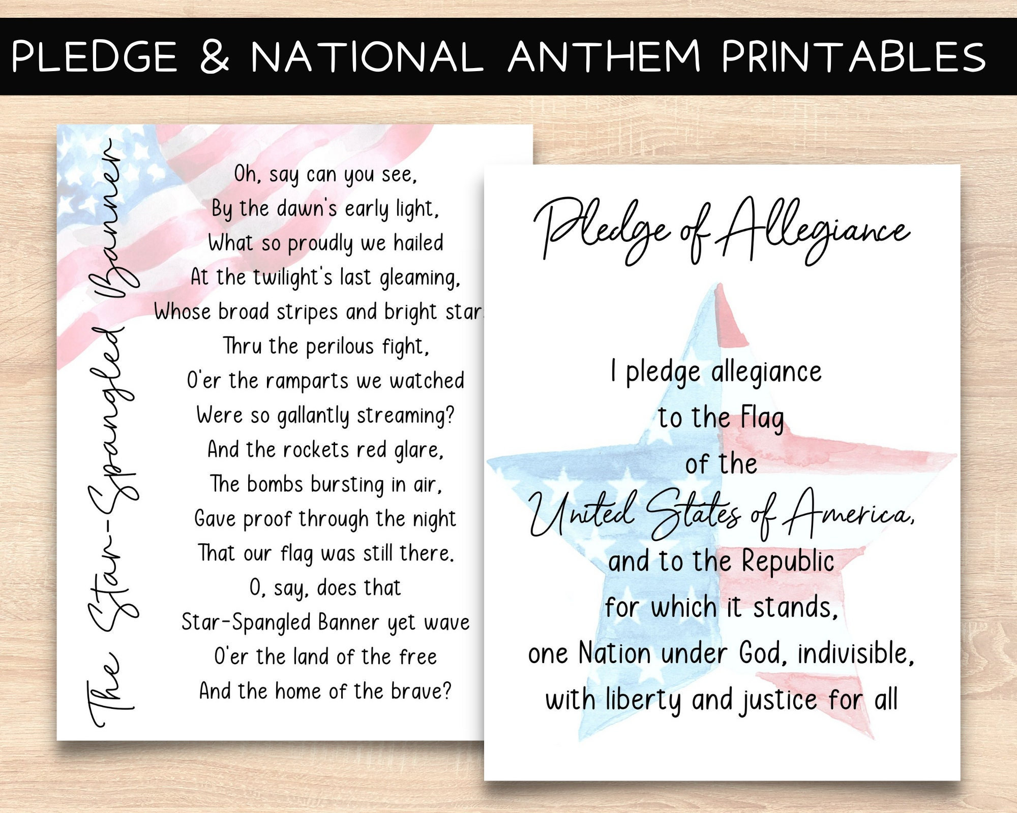 Printable National Anthem & Pledge of Allegiance - Etsy