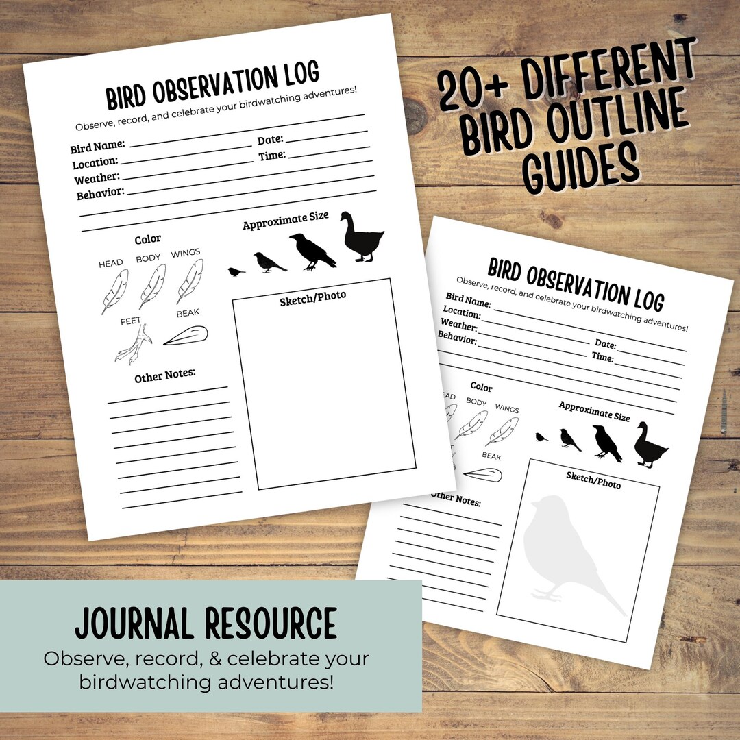 Bird Observation Log Birdwatching Log Birding Journal Page Birdwatching ...