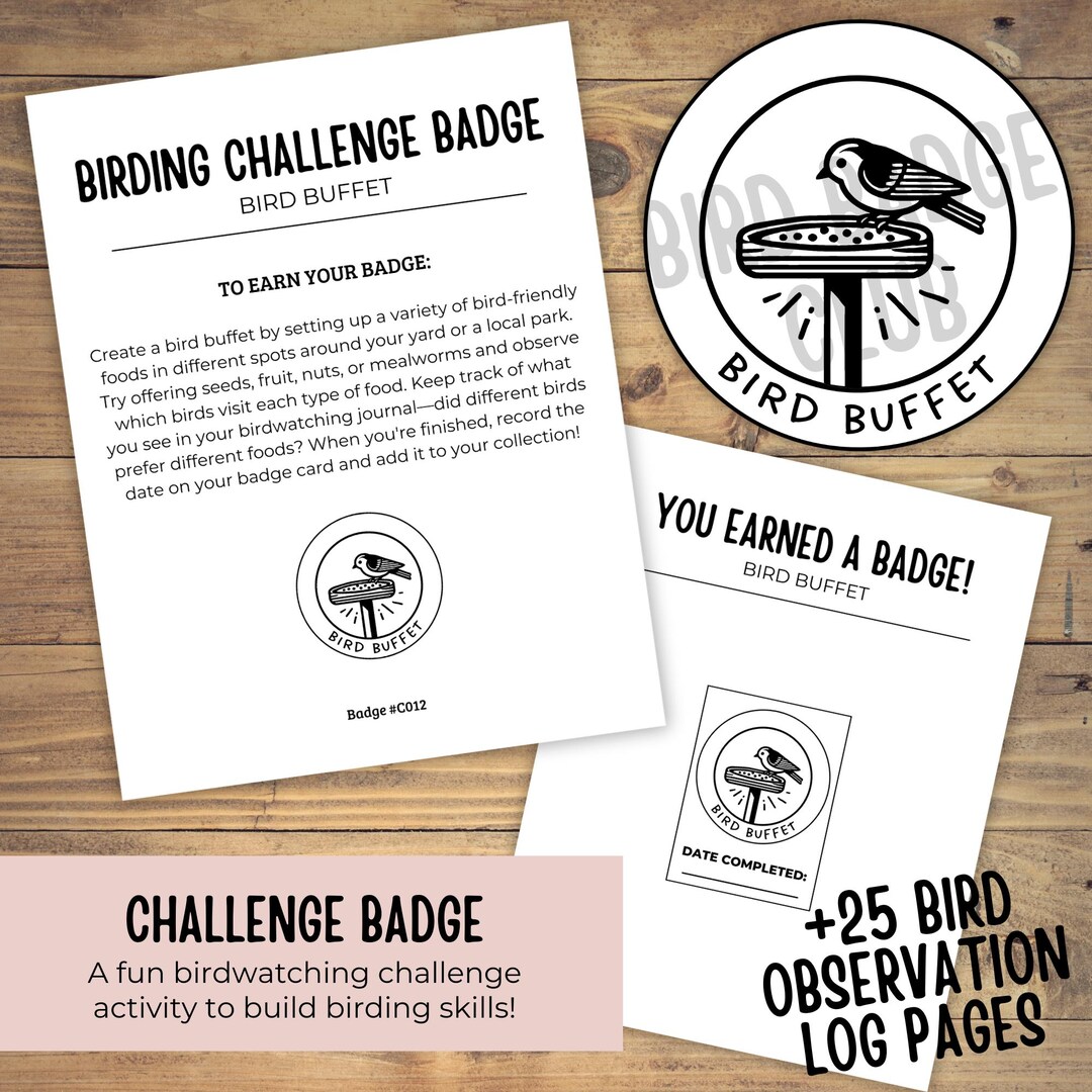 Bird Buffet Challenge Badge Printable Birding Badge Birdwatching ...