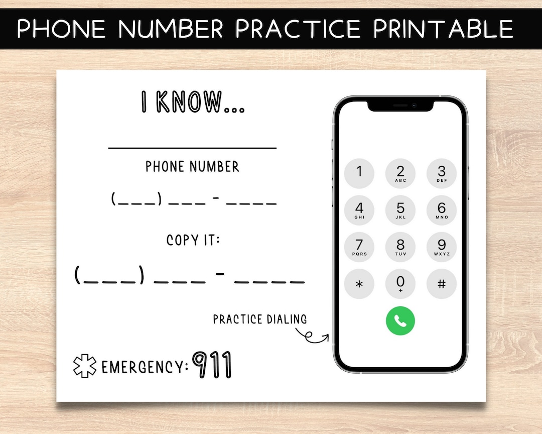 Phone Number Practice Printable Learn Phone Number Morning - Etsy