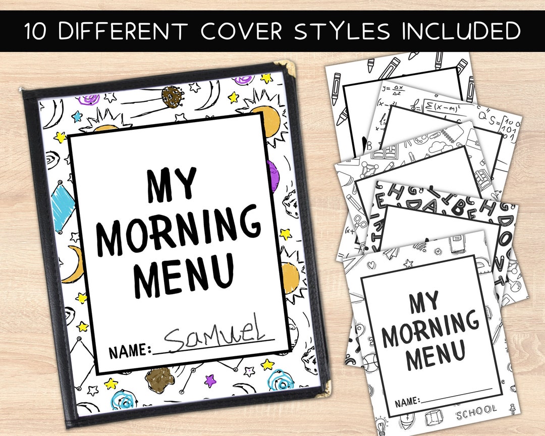 Morning Menu Printable Cover Bundle Homeschool Menu Cover - Etsy