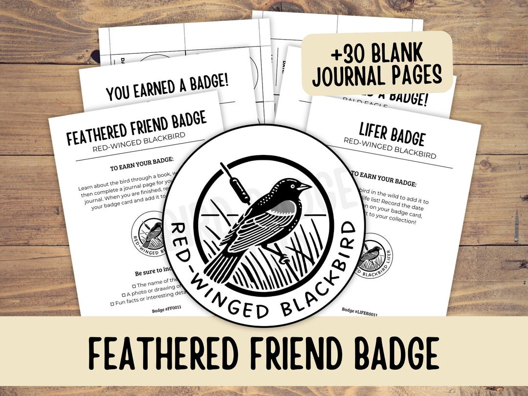 Red-winged Blackbird Badge - Printable Birdwatching Lifer List - Bird ...