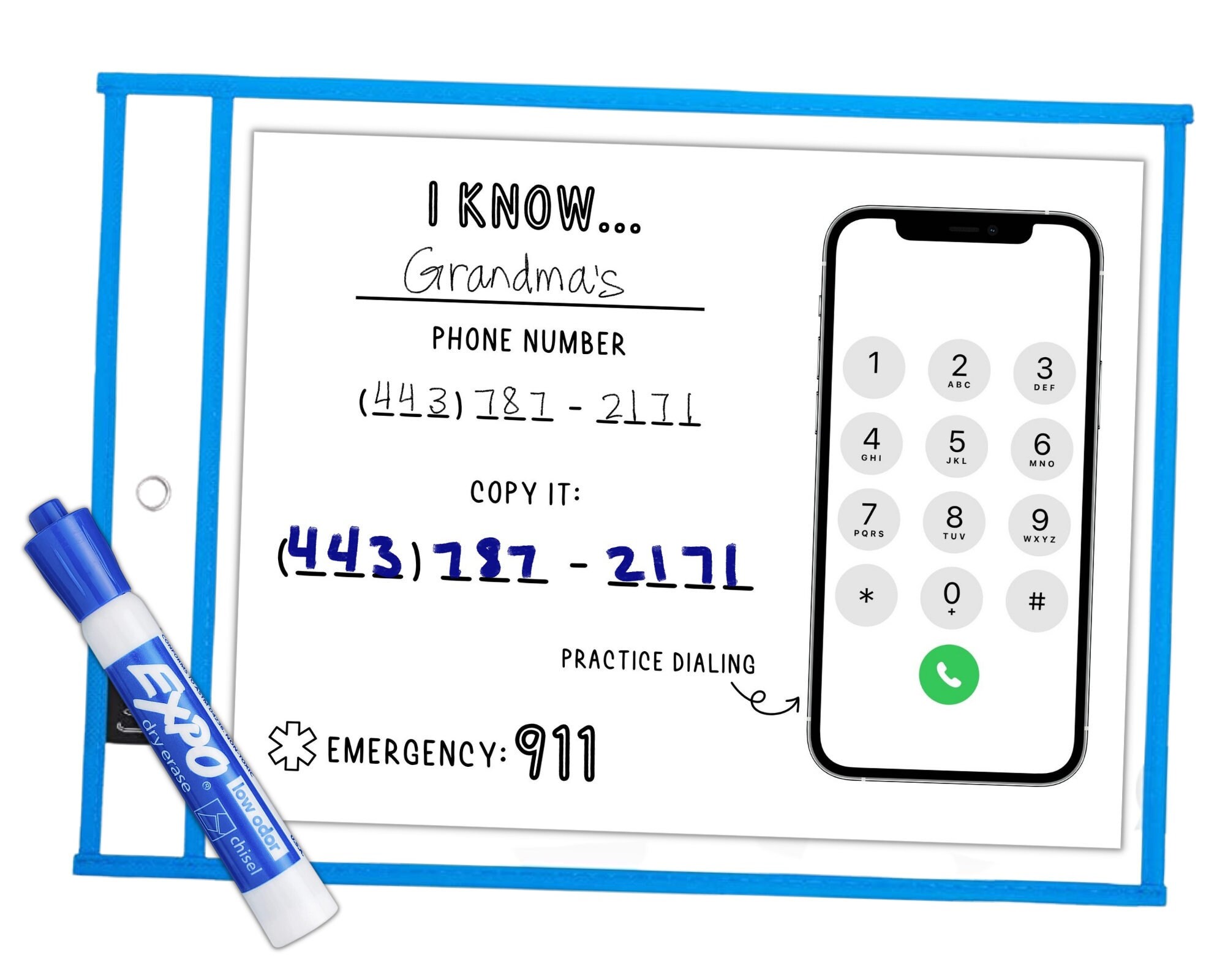 Phone Number Practice Printable Learn Phone Number Morning - Etsy