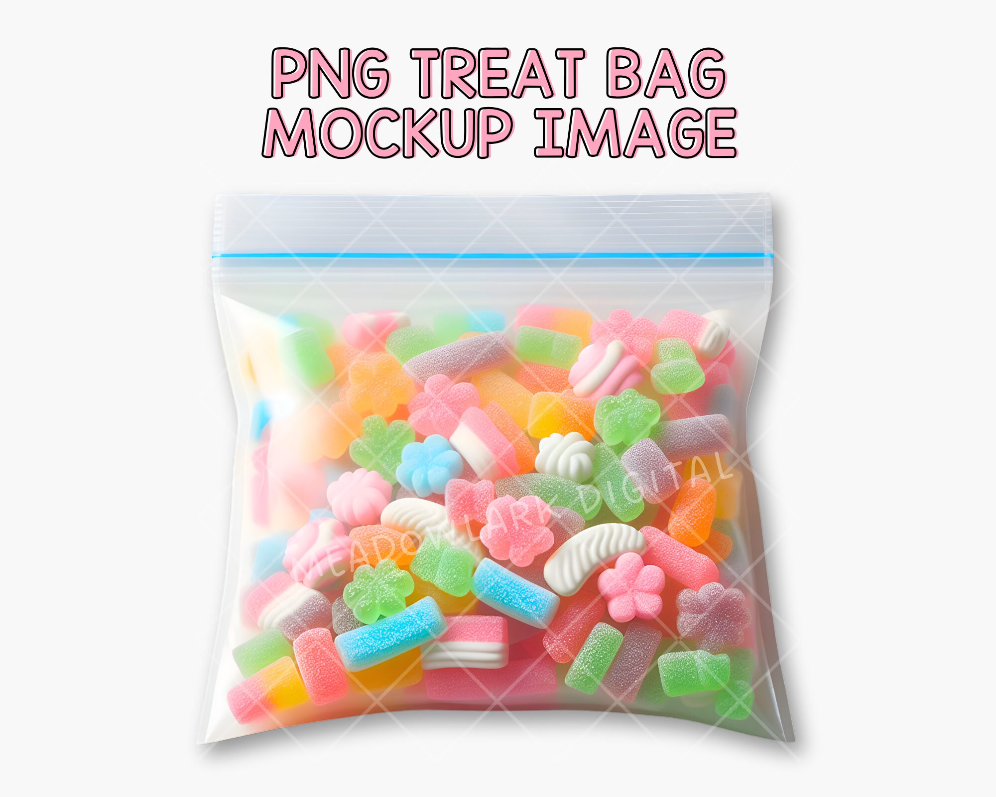 Pastel Colored Candy Bag Clipart Image for Digital Bag Topper Mockups ...