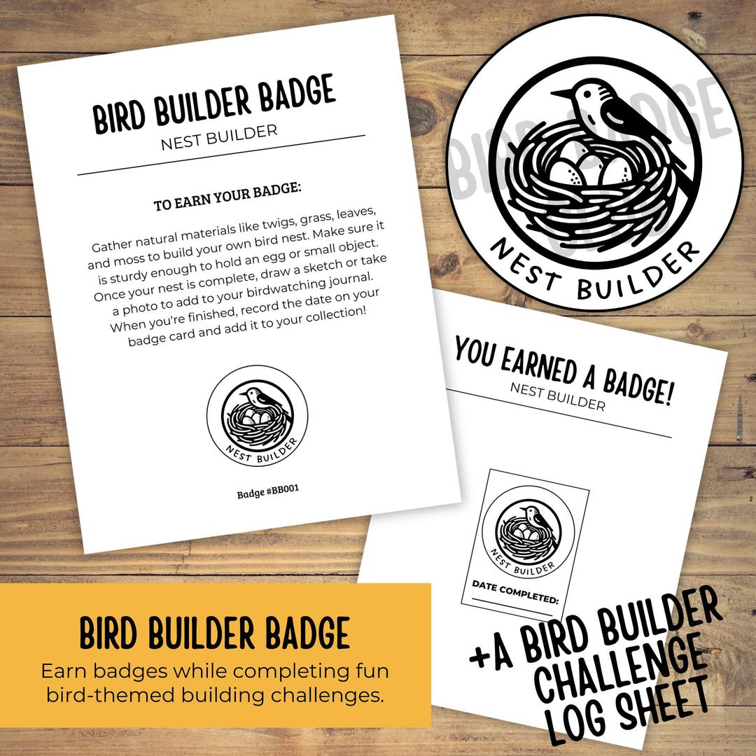 Nest Builder Badge Printable Birding Badge Bird Themed STEM Challenge Bird Journal Homeschool ...