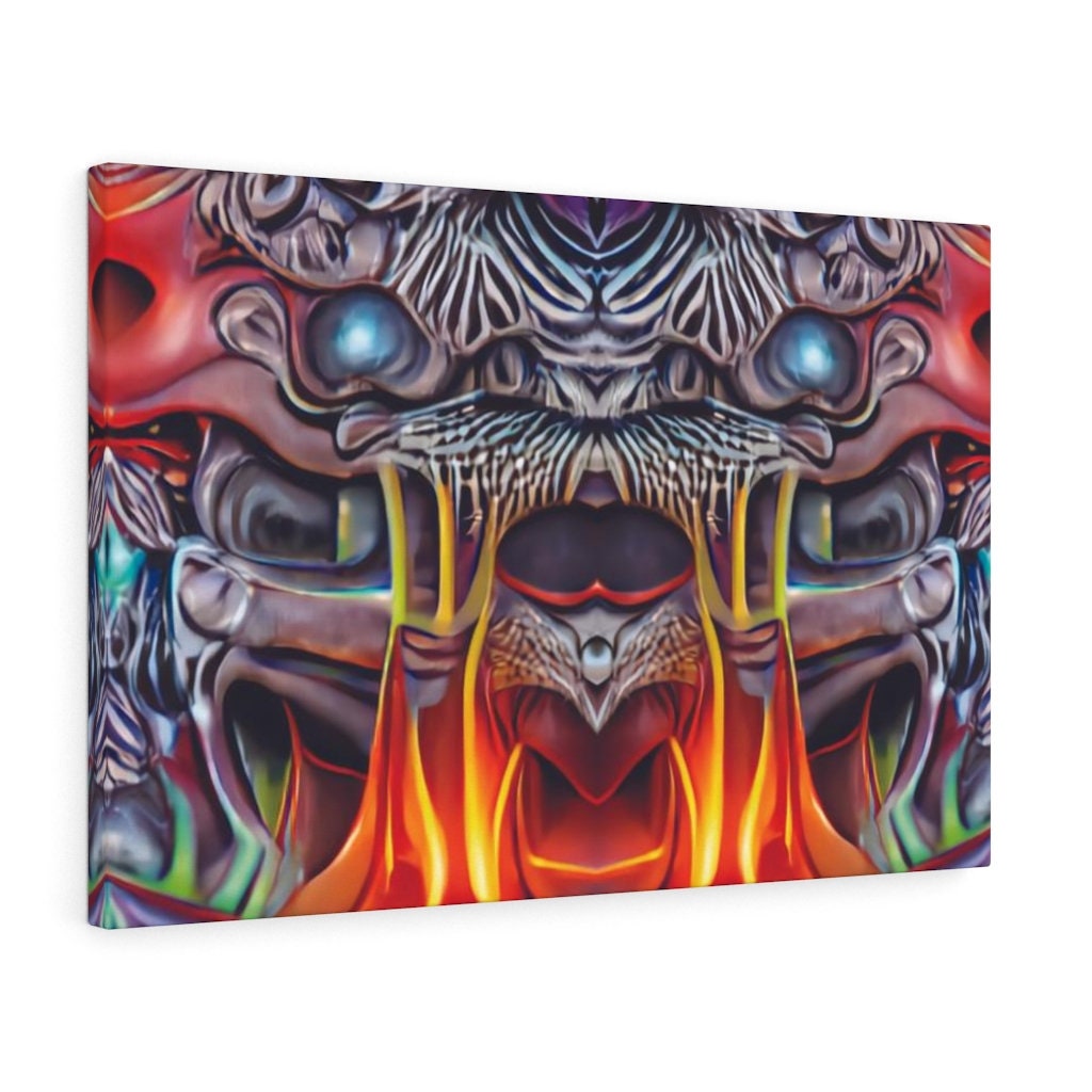 Cyberpunk Futuristic Totem Art Satin Canvas Stretched Paint & Canvas ...