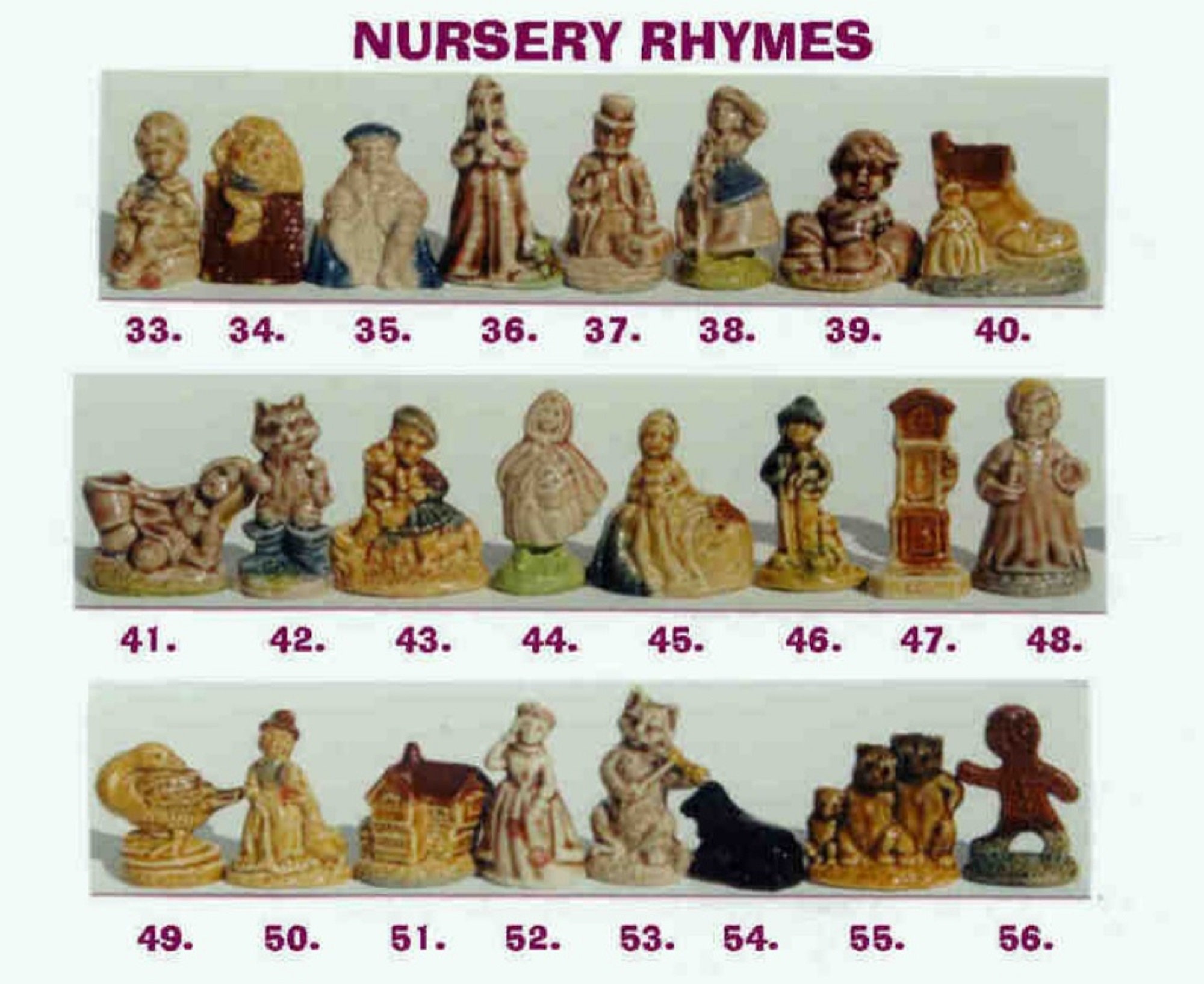 Two MINT Sets WADE Animal & Nursery Rhyme Red Rose Tea Figurine England ...