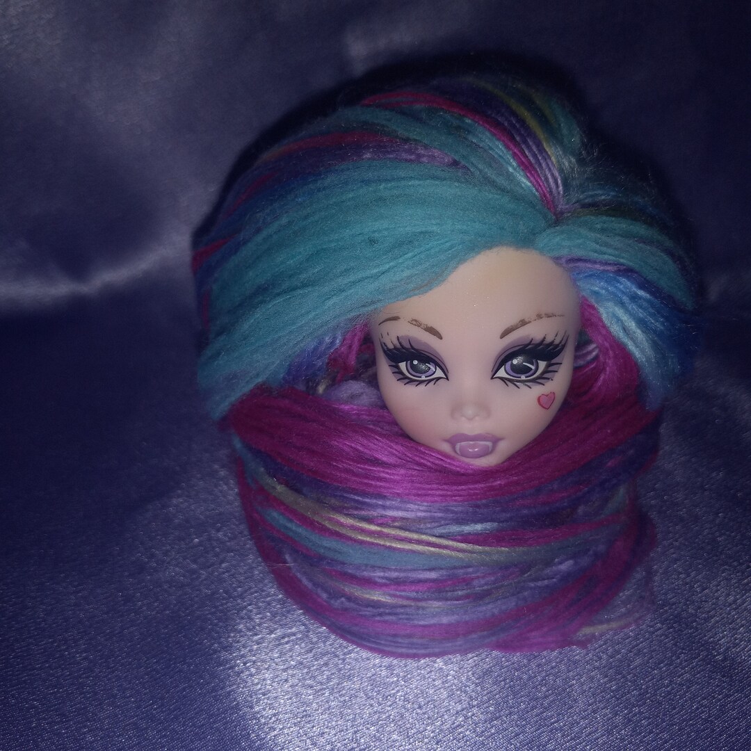 Ooak Yarn Rerooted Monster High Draculara Hybrid Doll Head - Etsy