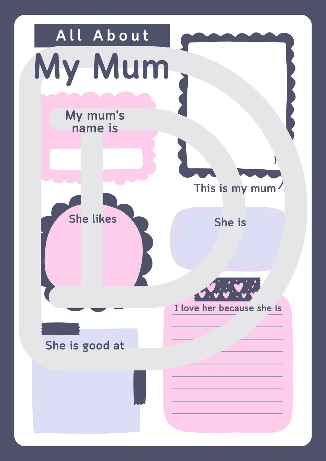 PDF Printable All About My Mum No Hard Copy Print Yourself Mother's Day ...