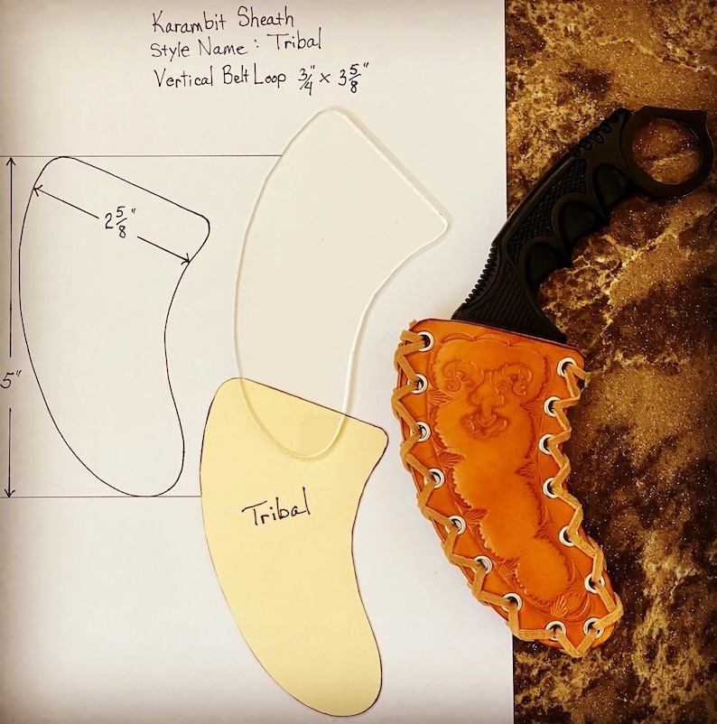 Leather Sheath for Karambit Style Knife. the Tribal is a BIGHORN ...