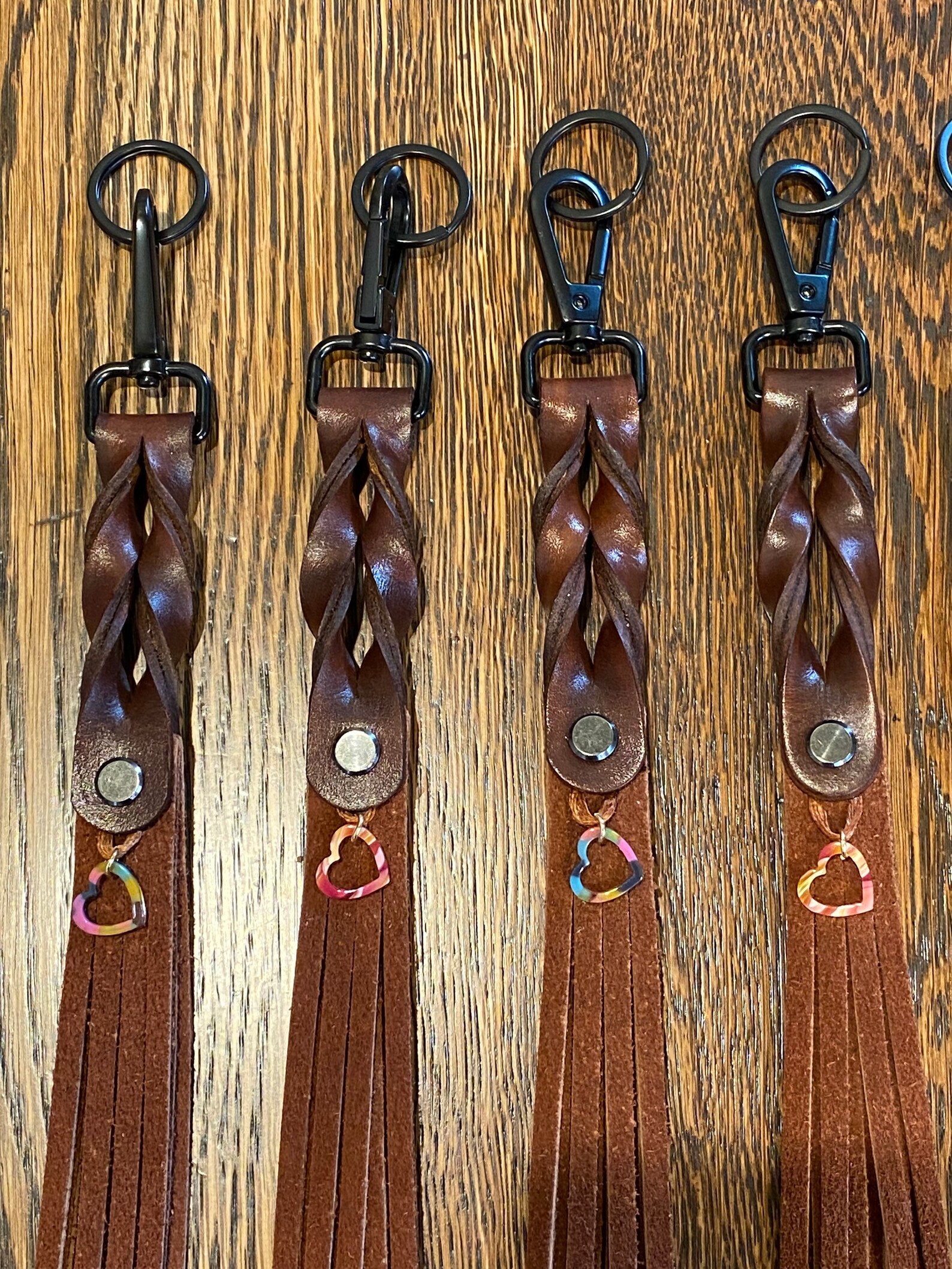 Sweetheart Twisted Ribbons Keychain. Veg Tanned Leather Dark - Etsy