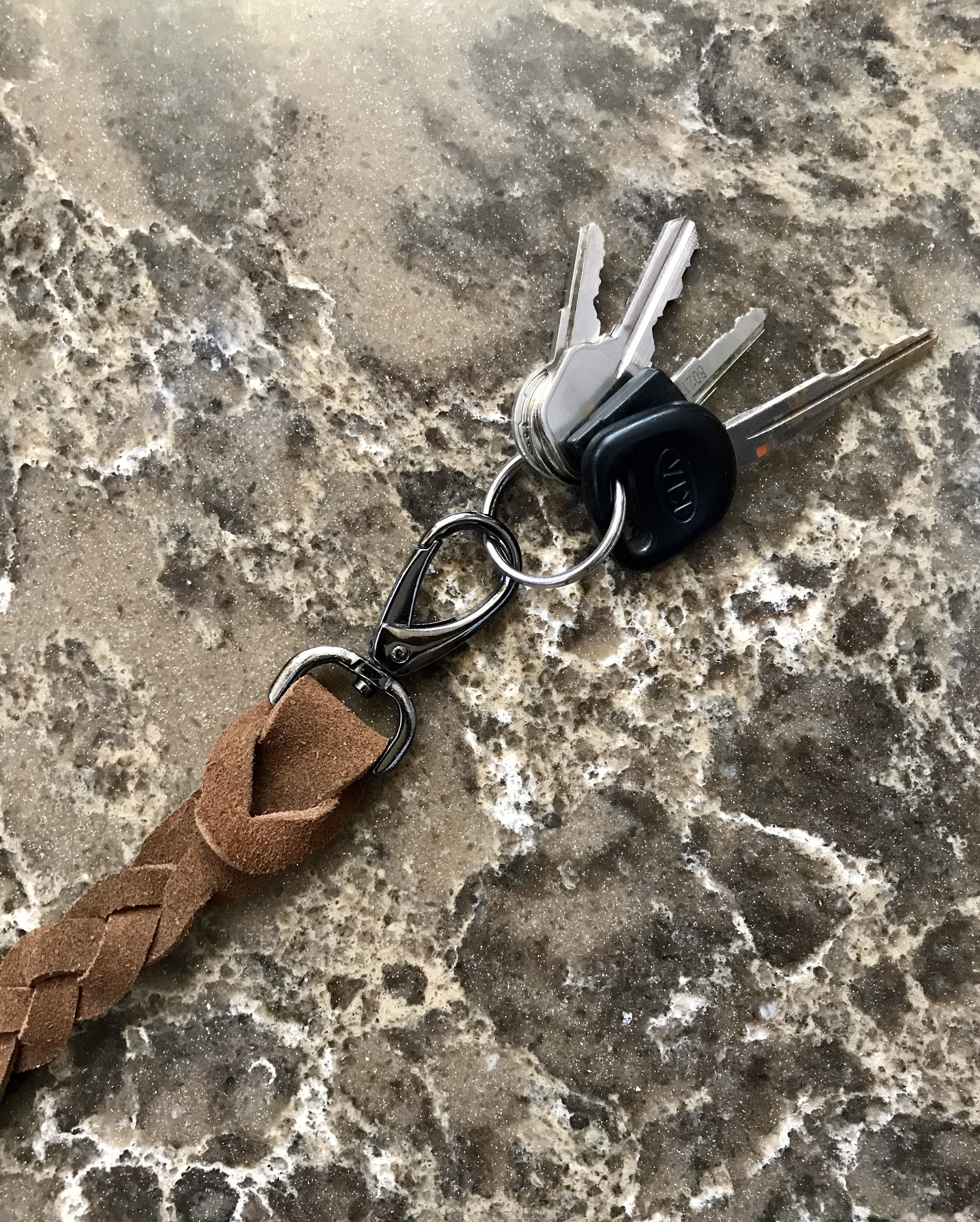 Braided Key Fob Battle Ship Grey Swivel Clasp Suede Leather | Etsy