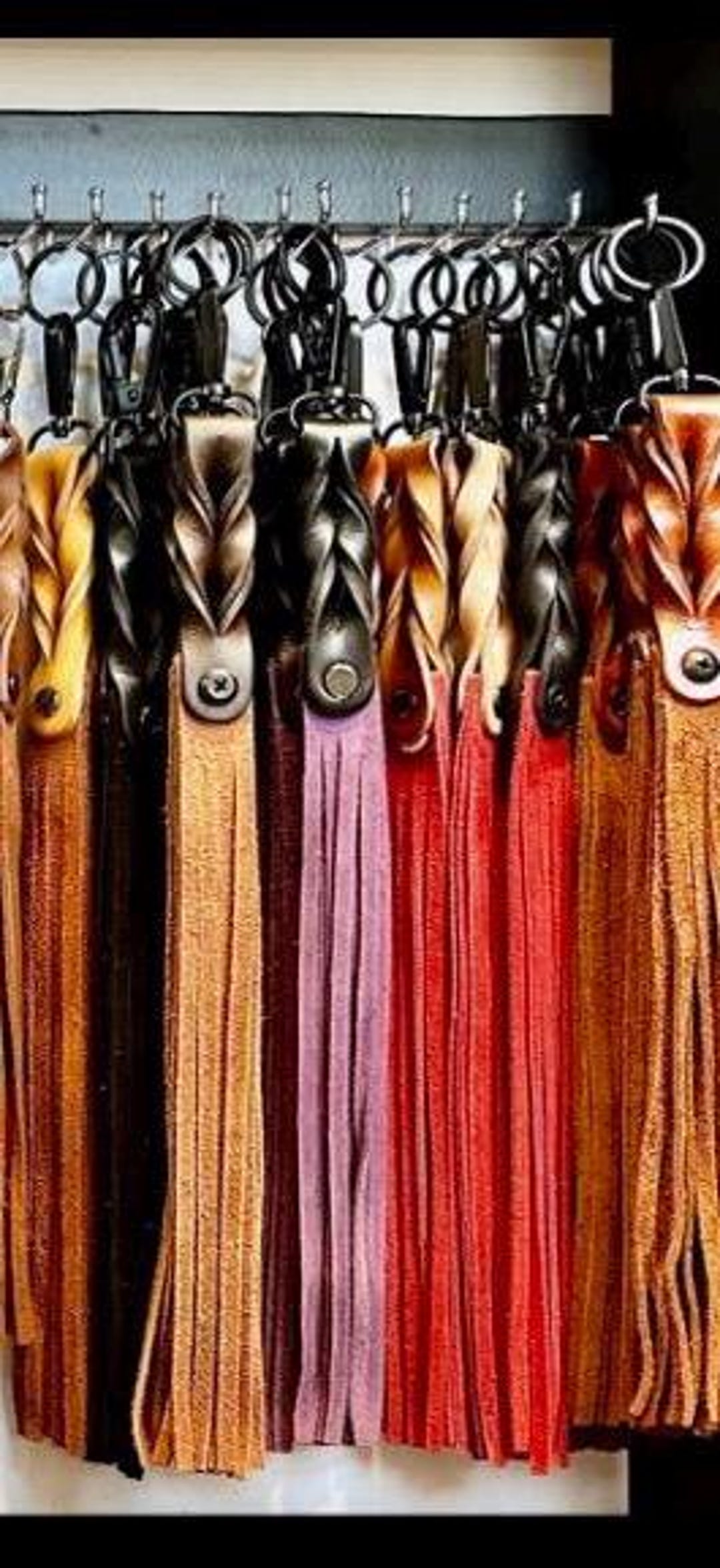 Leather and Suede Twisted Ribbons Keychain Collection 2 - Etsy