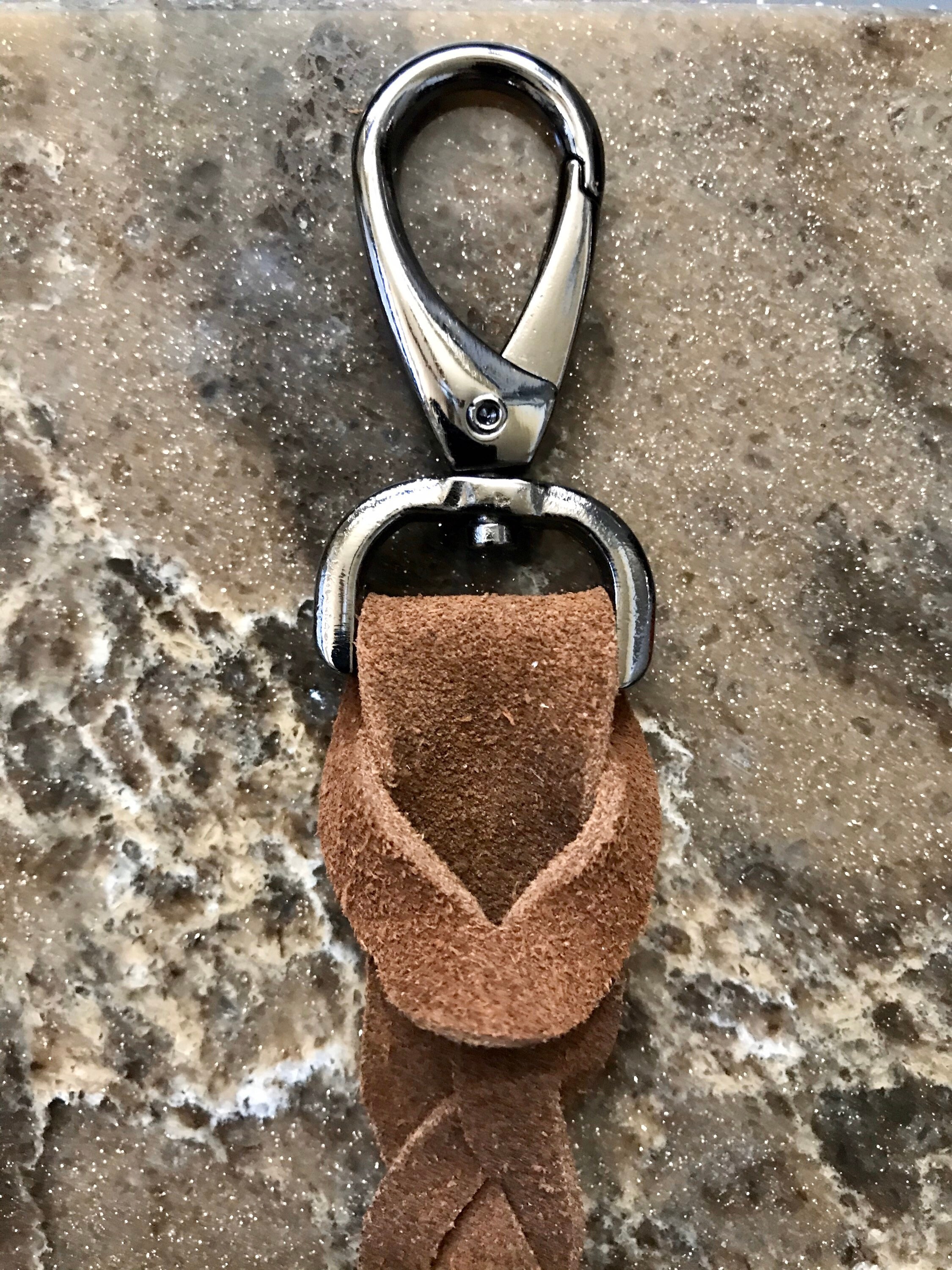 Braided Key Fob Battle Ship Grey Swivel Clasp Suede Leather | Etsy